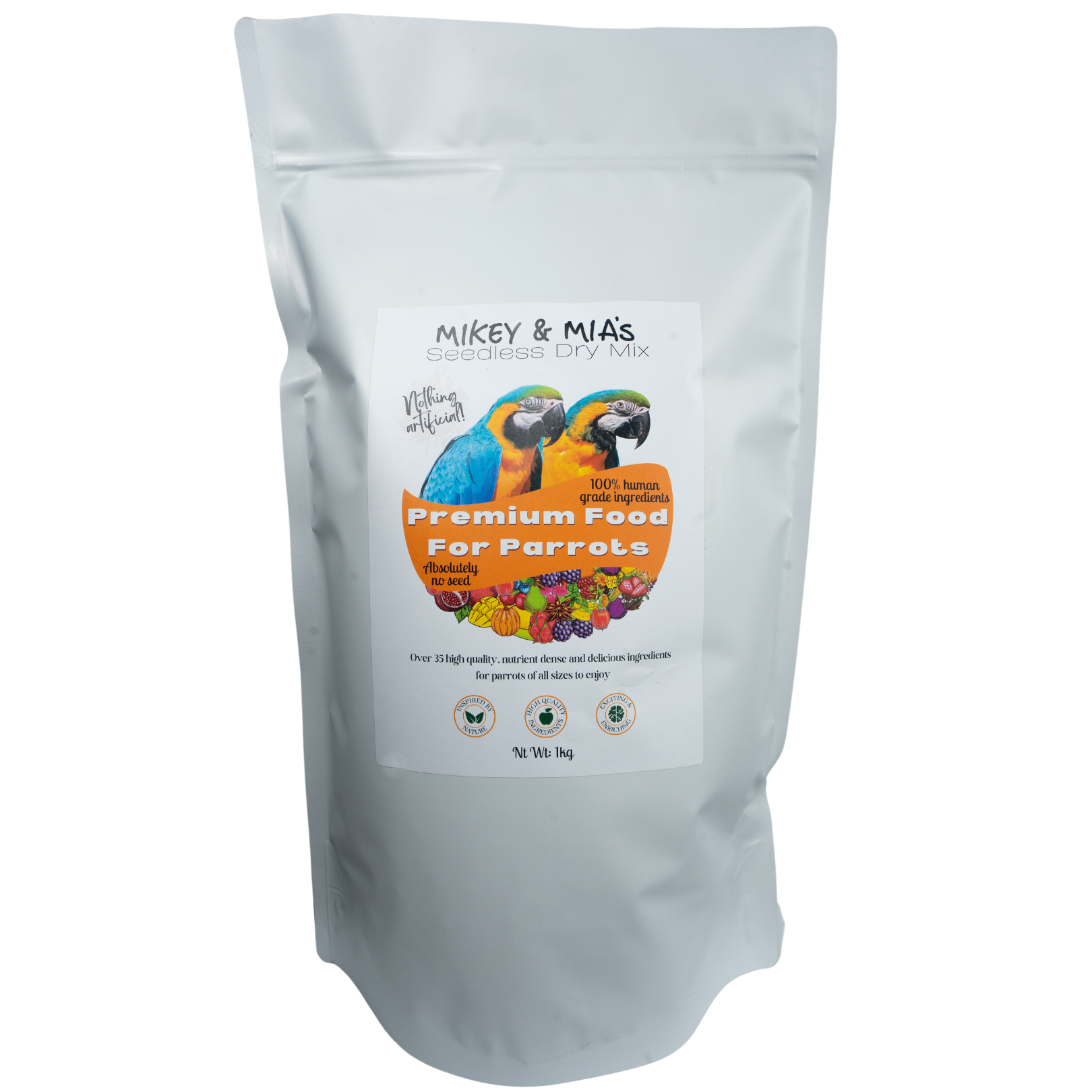 Mikey and Mia Seedless Dry Mix Healthy Parrot Food 1kg